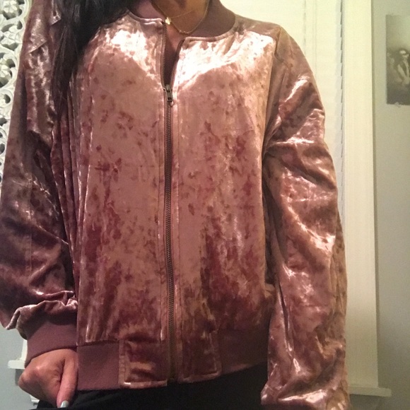Mossimo Supply Co. | Jackets & Coats | Pinkrose Crushed Velvet Bomber ...